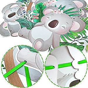 Kaola Birthday Party Decorations Koala Happy Birthday Door Signs Koala Theme Cutouts Banners for Jungle Safari Birthday Party Wild One Party Baby Shower Supplies