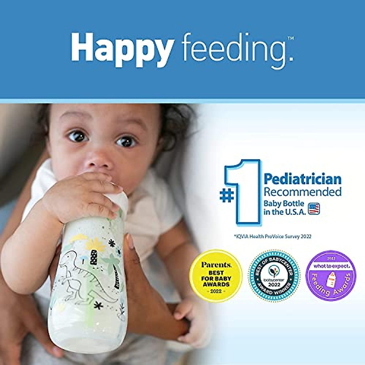 Dr. Brown’s Natural Flow® Anti-Colic Options+™ Wide-Neck Baby Bottle Designer Edition Bottles, Dinosaur and Ocean Design, 9 oz/270 mL, Level 1 Nipple, 4-Pack, 0m+