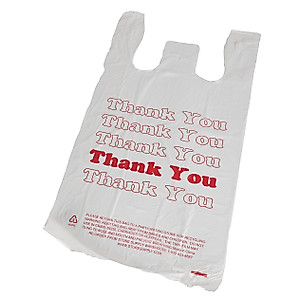 SSWBasics White Thank You Bags Case of 1000-11 ½” x 6" x 21" - Thickness .48mil HDPE- Standard Supermarket Size, Perfect for Grocery, Retail, Convenience Stores, Take-Out and Home Use