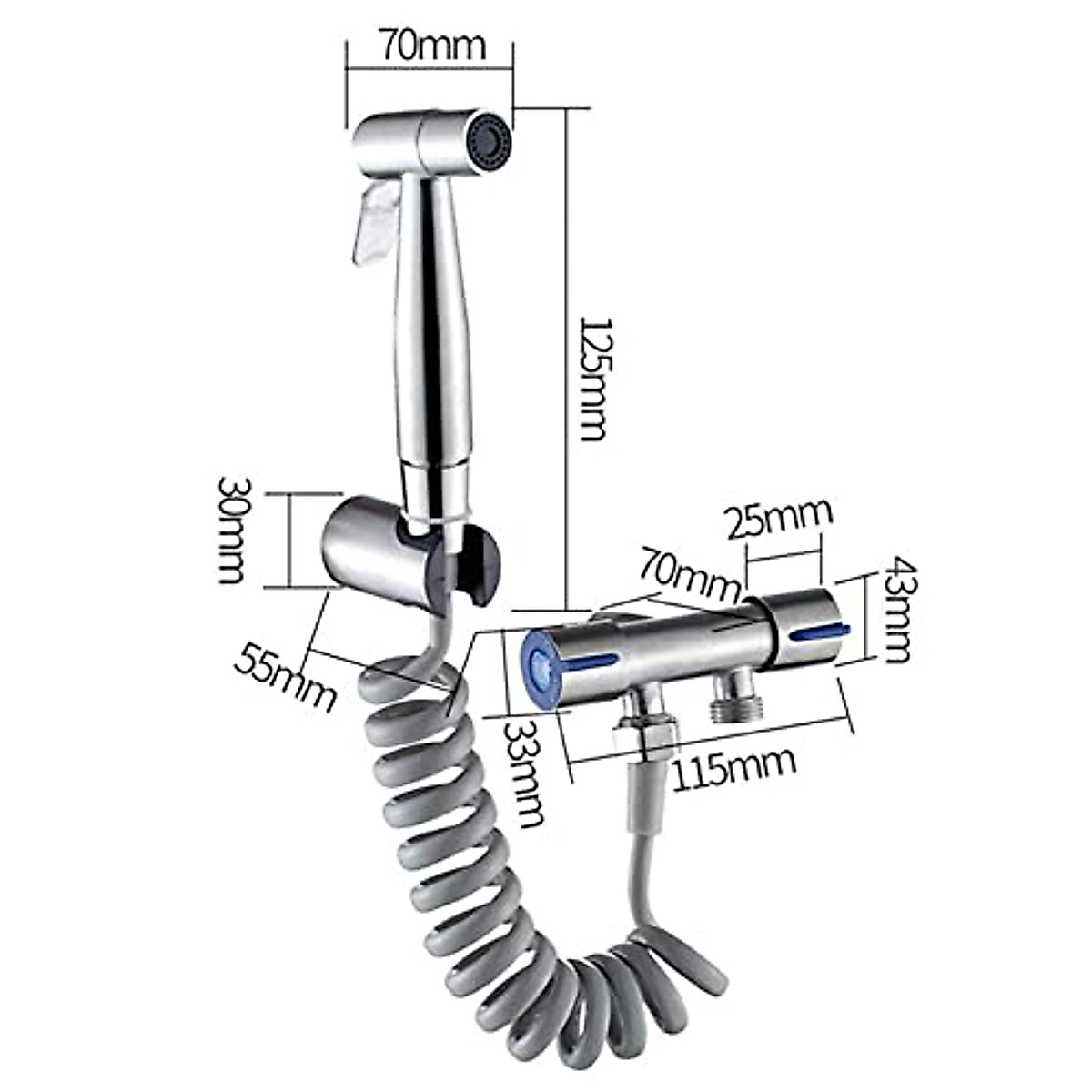 JIYTG Stainless Steel Bidet Spray Head KIT Toilet Companion 304 Stainless Steel one in Two Out Washing Machine Booster Spray Gun Toilet Companion