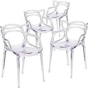 Flash Furniture Josh 4 Pack Nesting Series Transparent Stacking Side Chair
