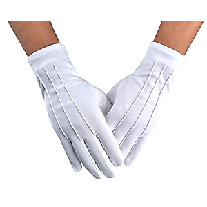 JISEN Men Police Formal Tuxedo Honor Guard Parade White Nylon Cotton Gloves 26cm