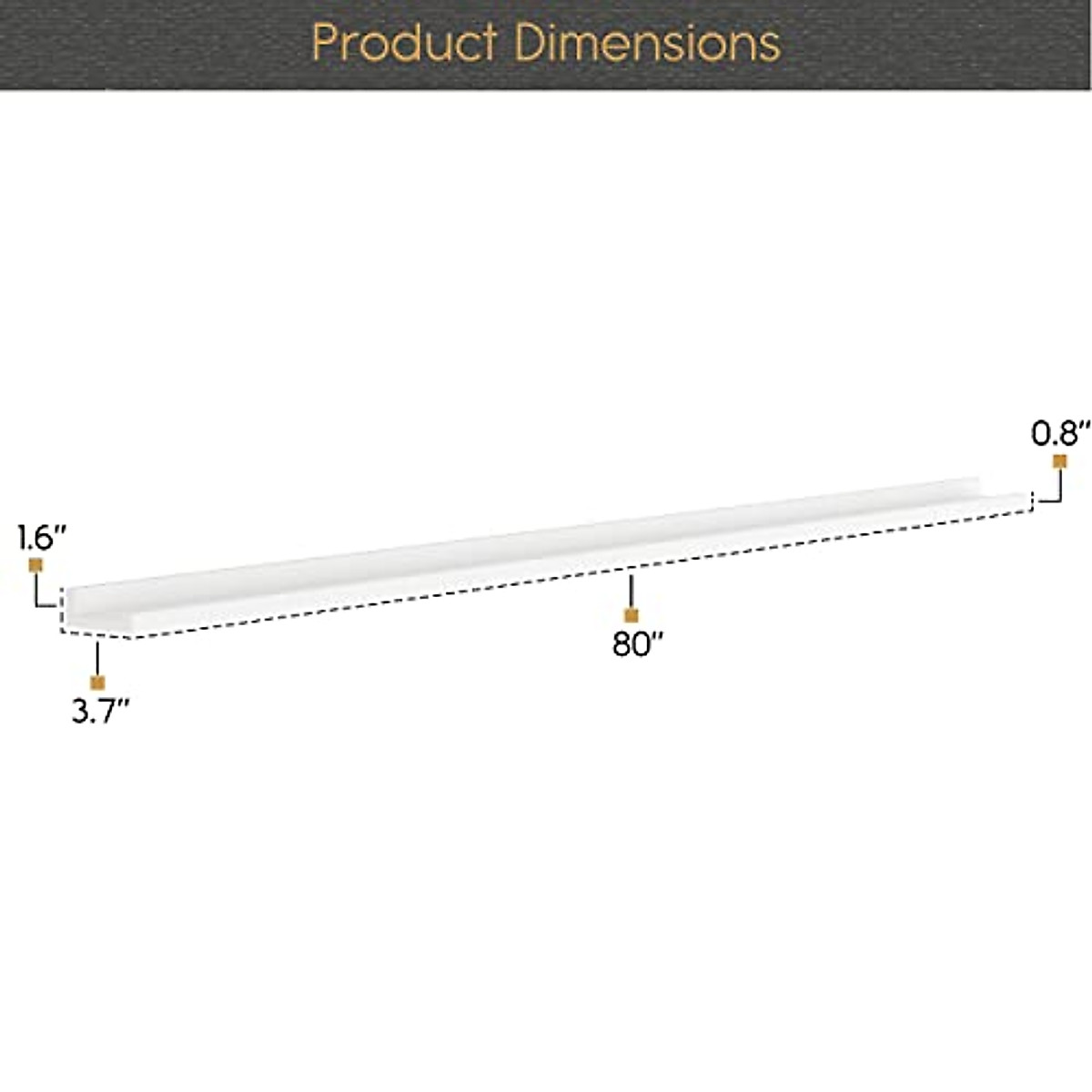 You Have Space Lagos 80" Ledge Wall Shelves, Floating Shelves for Living Room Decor, Bedroom, Office, Ultra Long White Picture Ledge Shelf Set of 2