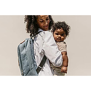 Changing Backpack -Anthony (White and Grey Chenille/Chestnut Leather)