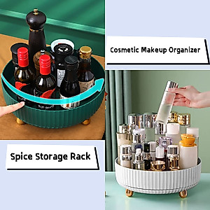 Rotating Storage Rack, Lazy Susan Organizer Rotating Spice Rack Turntable Cabinet Organizer Kitchen Storage Cosmetic Makeup Organizers Pantry Refrigerator Countertop Organization (Large, White)