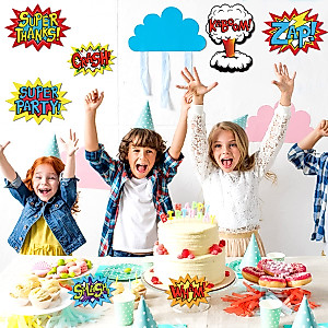 Action Signs Cutouts 12PCS Words and Cityscape Cut-Outs for Party Decoration