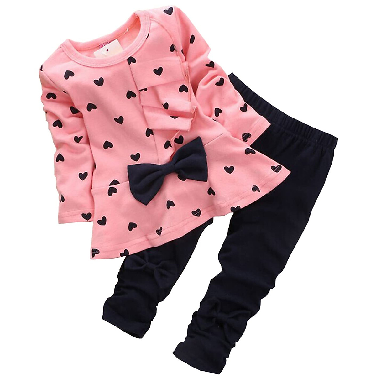 Cabucale Little Girls Long Sleeve Pant Set Top and Leggings Set Baby Clothing Set Kids Toddler Children Tops Outfits