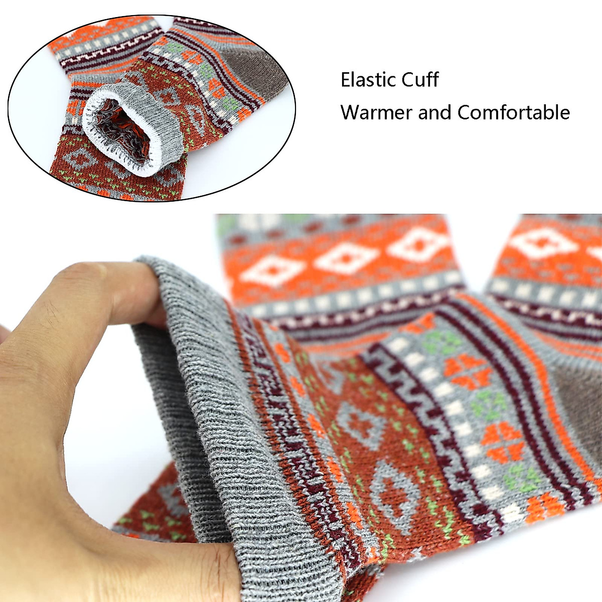 YZKKE 5Pairs Men Wool Socks Thick Thermal Hiking Winter Warm Boot Heavy Soft Cozy Socks for Cold Weather (Mul-1)