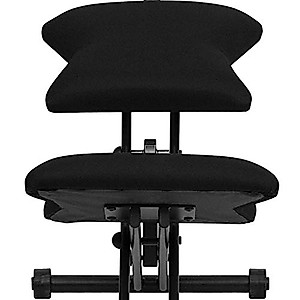 Flash Furniture Ergonomic Kneeling Office Chair with Back in Black Mesh and Fabric