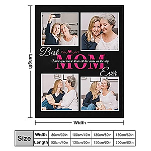 Caisuedawn Gifts for Mom Custom Blankets with Photos Best dad Ever Mother's Day Personalized Photo Blanket for Mom, Mom Birthday Gifts