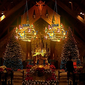 Newinhome 2 Pack Hanging Solar Lights Metal Peacock Garden Table Decor, Outdoor Waterproof Peacock Decorative Solar Lantern for Yard Lawn Patio Backyard Countryard