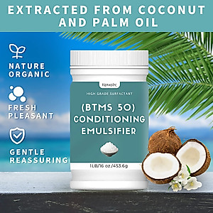 16 oz BTMS 50 Conditioning Emulsifier for Making Leave-in Conditioner, Premium BTMS 50 Conditioning Emulsifier Granules, Higher Activity than BTMS 25, Suitable for Making Lotions, Shampoos and More