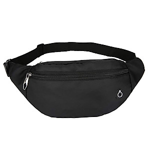 DAITET Fanny Pack Waist Pack Bag for Men, Women, Kids, Waist Bag Adjustable Belt, Waterproof Travel Bag, Running Bag (Glossy black)