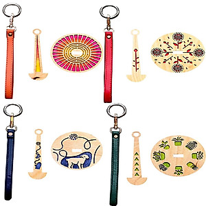 Partslety Portable Wrist Yarn Holder, The Mini Yarn Minder, Travel Wrist Yarn Cake Dispenser, Prevents Yarn Tangling and Misalignment with Wrist Strap Wooden Crochet Yarn Organizer Blue