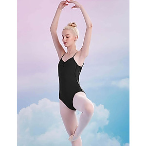 Daydance Adult Black Dance Leotards for Women, Nylon Spandex Ballet Attire for Training