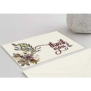 Funeral Thank You Cards - Sympathy Bereavement Thank You Cards With Envelopes - Message Inside (25, Fall Flowers)