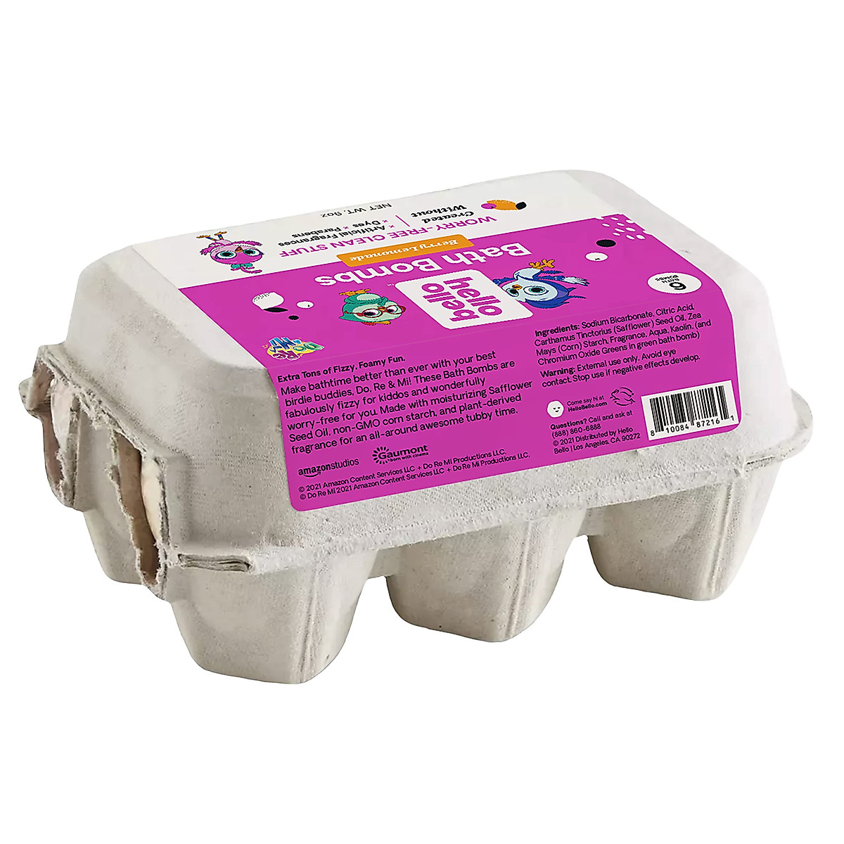 Hello Bello Do, Re, Mi Bath Bombs I Fizzy and Foamy Bath Bombs for Toddlers & Kids I Berry Lemonade Scent I 6 Bath Bombs