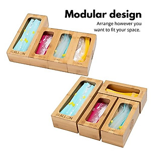 Happy Kubo - Bamboo Ziplock Bag/Food Storage Bag Organizer - Kitchen Organizers - (4 pieces plastic bag organizer)