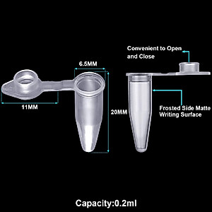 Ackers Science 1000Pcs 0.2ml Polypropylene Graduated Microcentrifuge Tubes with Snap Cap,Natural