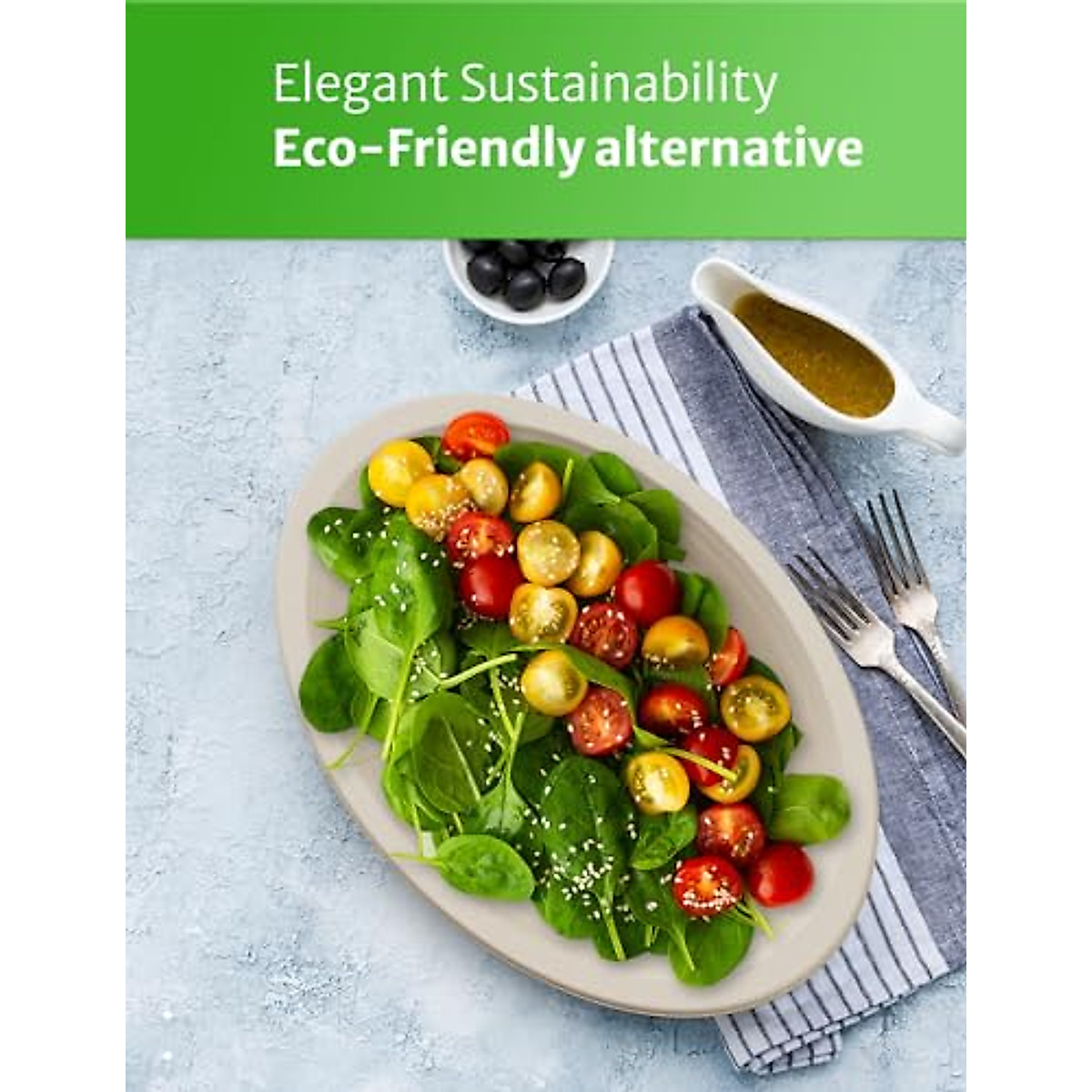 Teoox 100% Compostable Oval Plates Biodegradable Plates, BPI-Certified Eco Paper Plates, Bagasse Platter Plates, Recyclable Paper Plates, Sugarcane Plates (12.5 Inch - 40 Count)