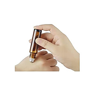 HINNASWA Essential Oil Roller Bottles, Empty Refillable Roll on Glass Bottles, Leak proof Glass Bottle, Stainless Steel Balls for Essential Oil (Amber, Blue)