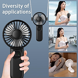 JODNO Portable Handheld Fan 2 Pack, Foldable Mini Hand Fan USB Rechargeable Battery Operated Fan with 5 Speeds Quiet Small Personal Neck Fan Eyelash Fan for Women Men Office Outdoor Travel Camping