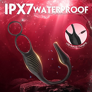 Male Sex Toys for Men Prostate Massager - 4 in 1 Vibrating Cock Ring Penis Ring with Remote Control, 7 Modes Anal Toys Butt Plug G Spot Vibrator Dildo Vibrating Anal Plug Adult Sex Toy for Couples Men