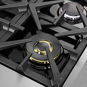 Forno 48-inch French Door Gas Range with 1 Sealed Dual-Ring Brass Burner 20K BTU - 4.32 Cu.Ft Convection Fan Oven 30,000 BTU - Modern Design Kitchen Range with Air Fryer Basket, Rack & Drip Pan