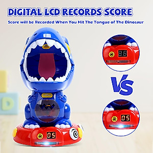 EagleStone Movable Dinosaur Toys for Kids 5-7, Spaying & Auto Scoring, Dino Shooting Target Game with 2 Pump Guns, 48 Foam Balls, Sound, Fun Gift for Boys & Girls, Party Favor