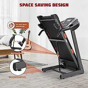 Treadmill for Home Folding Treadmill Running Machine Electric Treadmill with 3-Level Manuel Incline 15 Preset Training Programs on LCD Display and 2.5HP Power 8.5MPH Max Speed 220lbs Black