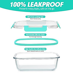 VERONES 30 Pieces Glass Meal Prep Containers Set, Airtight Glass Lunch Containers, Stackable Glass Food Storage Containers with Lids, for Microwave, Oven, Freezer & Dishwasher Friendly,Green