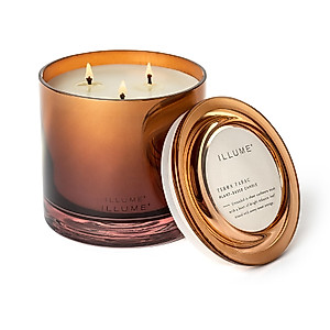 Illume Beautifully Done Essentials Terra Tabac Statement Glass Scented Soy Candle, 6" L x 3" W x 3" H