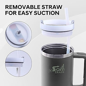 Samtrade Drinking Cup, Stainless Steel Insulated Tumbler with Handle (40oz) - 100% Leak-Proof Friendly Travel Mug, Charcoal blue, YX-T40