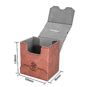 Zoopin Leather Deck Box with Built-in Spinning Life Counter, Brown for MTG,Yugioh,Pokeman,TES Legacy,Munchkins CCG Decks and Also Small Tokens or Dice- Hold 100 Sleeved Cards or 150 Naked Cards …
