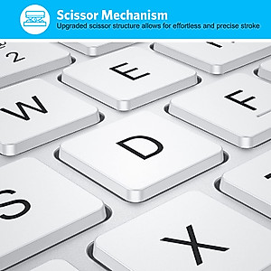 Emetok for Mac Keyboard [Aluminum Base, Rechargeable], Ultra Slim Bluetooth 5.1 Keyboard with [Upgraded Scissor Keys] Customized for MacBook Air/Pro, iMac, iMac Pro, Mac Mini/Pro, Silver