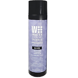 Watercolors INTENSE METALLIC Semi Permanet Color Depositing Shampoo-Sulfate & Paraben Free to Maintain & Enhance Hair Color 8 fl oz - SILVER