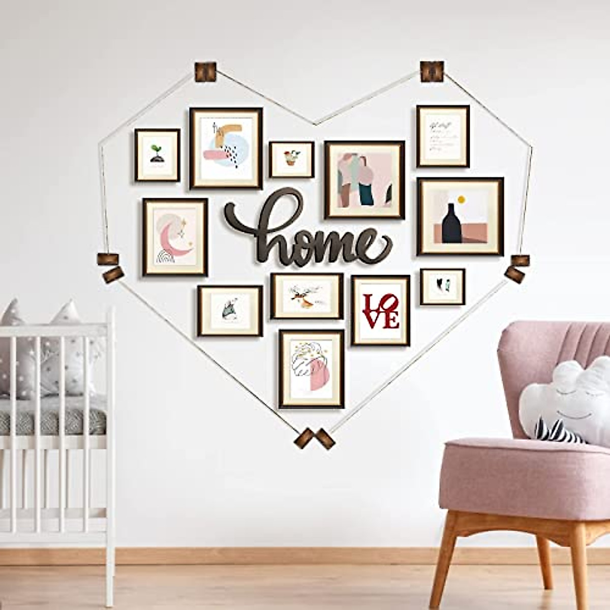 Emfogo Picture Frames Collage Wall Decor Photo Collage Picture frames 4x6 for Wall Hanging with 30 Clips Multi Photo Display for Dorm Room Decor