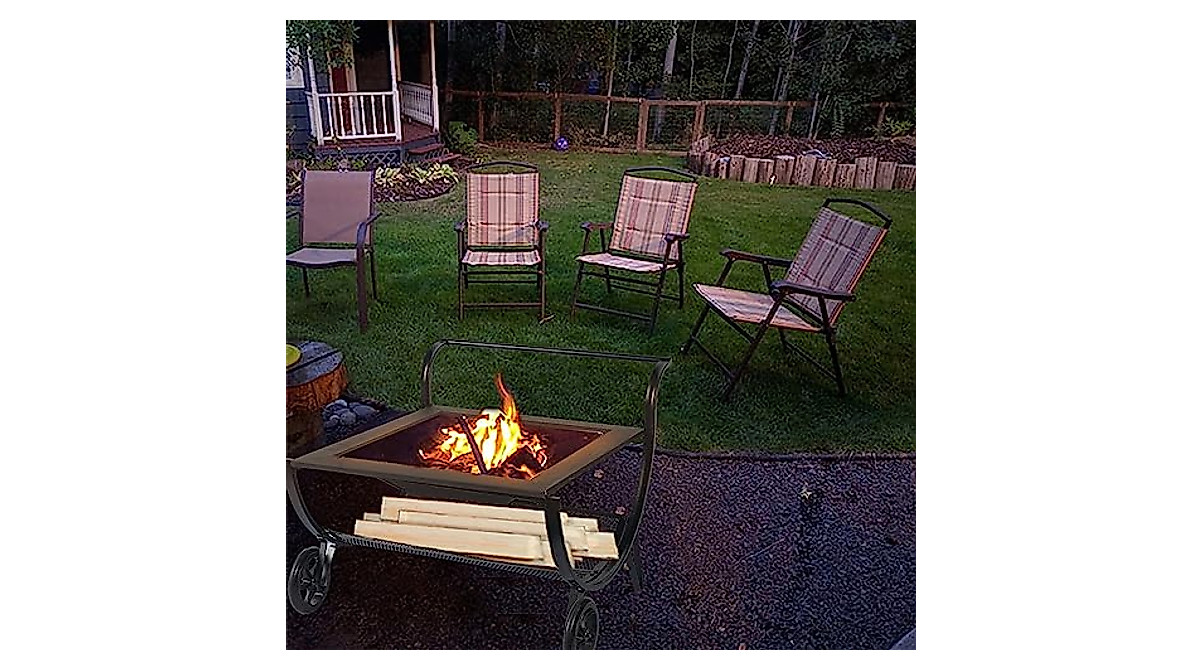 HARBOURSIDE Patio 27 Inch Fire Pits Outdoor Wood Burning with Wheels ...