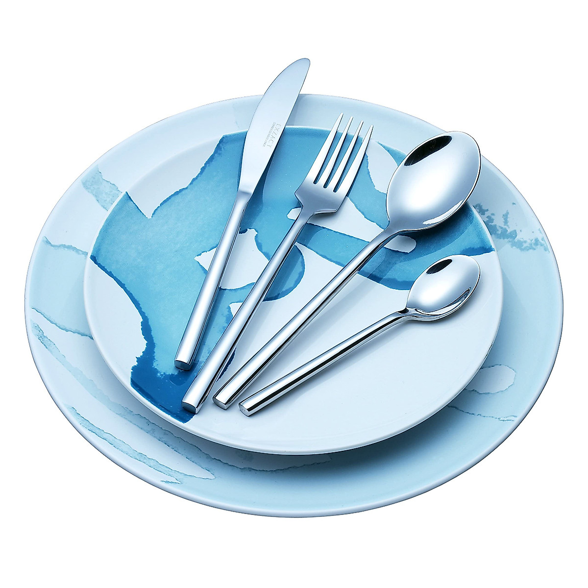 Exzact Silverware 24pcs Flatware Forged Stainless Steel - 6 x Forks, 6 x Table Knives, 6 x Tablespoons, 6 x Teaspoons - Service for 6 (24 pcs Hand Forged)