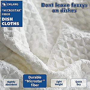 CMLANG Dish Cloth for Drying Dishes, Towels Kitchen Drying, Cloths 12×12, Towels, Original Microstar Fiber 6 Pack White3+Darkgrey3, White3pack+grey3pack