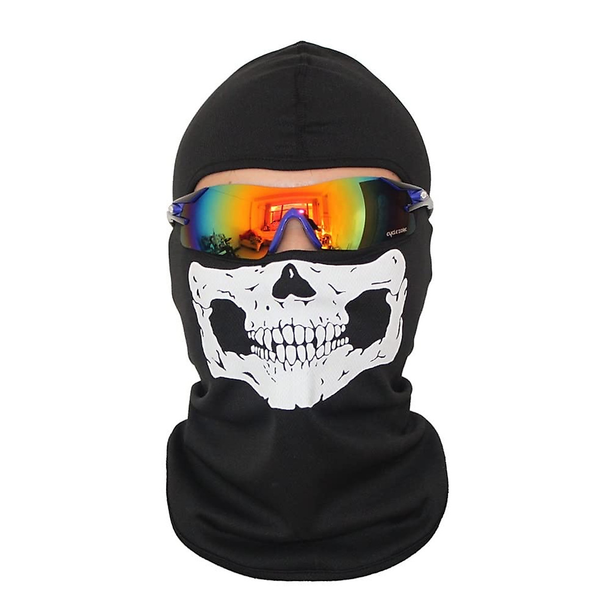 4Pcs Skull Mask Gaiter Mask Headwear Bandana Halloween Mask Balaclava Breathable Face Masks Neck Gaiter Scarf for Motocycle Black