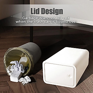 TIPGO Bathroom Trash Can with Lid, 10 Liter/ 2.6 Gallon Slim Garbage Can, Small Trash Bin Waste Basket with Pop-Up Lid for Kitchen, Bedroom, Living Room, Office (2 Pack, White)