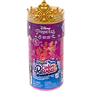 Mattel Disney Princess Small Doll Royal Color Reveal with 6 Surprises Including 1 Character Figure and 4 Accessories (Dolls May Vary)