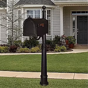Special Lite Products SCB-1015_SPK-600-BLK Berkshire Curbside Mailbox with Ashland Post in Matte Black