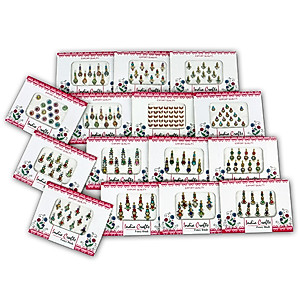 India Crafts ™ 12 Packs- 100 Multicolored long Bindis Forehead Tika Face Jewels