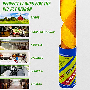 PIC FR10B 69060216325 Fly Ribbons Fruit Fly Traps for Indoors and Outdoors, Bug Trap for Winged Insects, Pack of 10