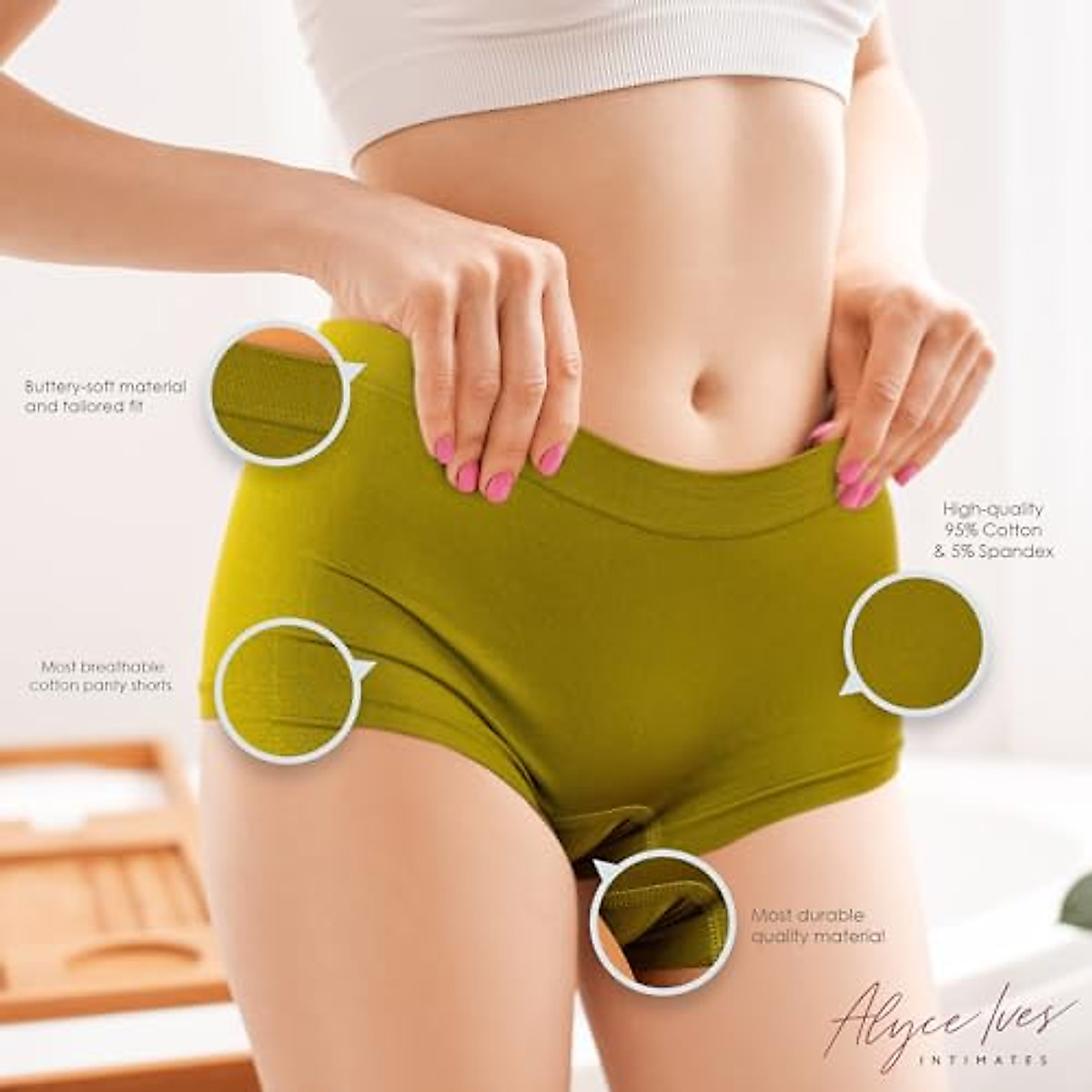 Alyce Ives Womens Seamless Boy Short Panties, Boyshort Boxer Briefs-12 Pack