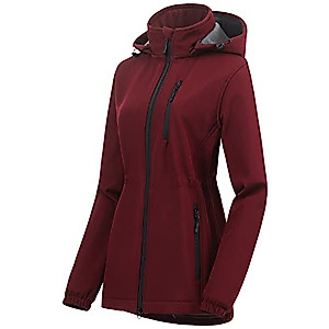 Chrisuno Women's Windproof Thermal Softshell Cycling Running Winter Jacket Biking Cold Weather Raincoat Burgundy S