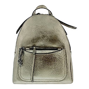 Pierre Cardin Bronze Leather Metallic Large Fashion Backpack for womens