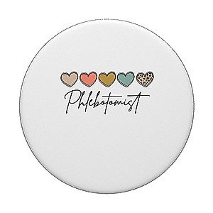 Vintage Leopard Cheetah Hearts Phlebotomist Phlebotomy Nurse PopSockets Standard PopGrip
